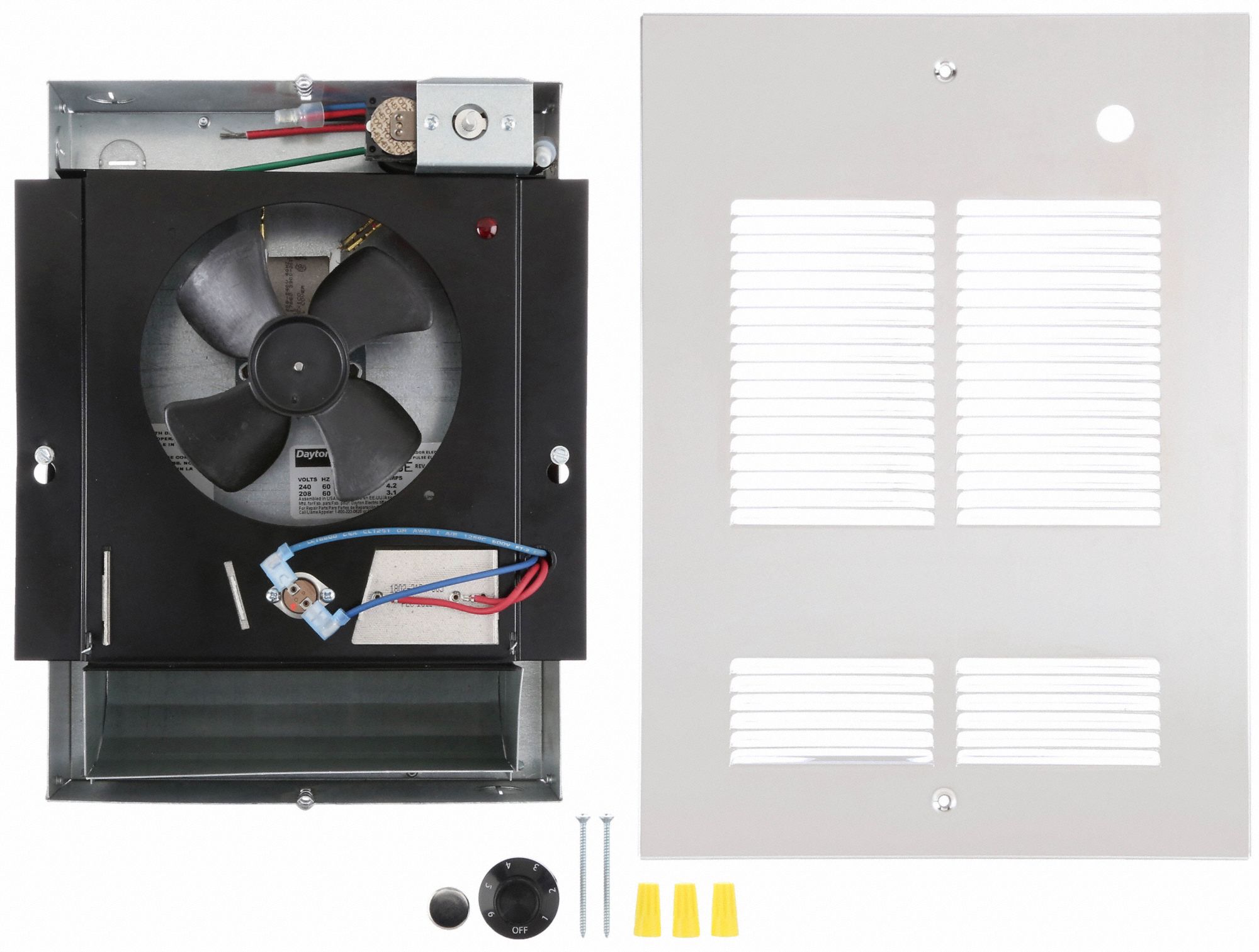 DAYTON Recessed Electric Wall-Mount Heater, 750W/1,000W, 208/240V AC, 1 ...