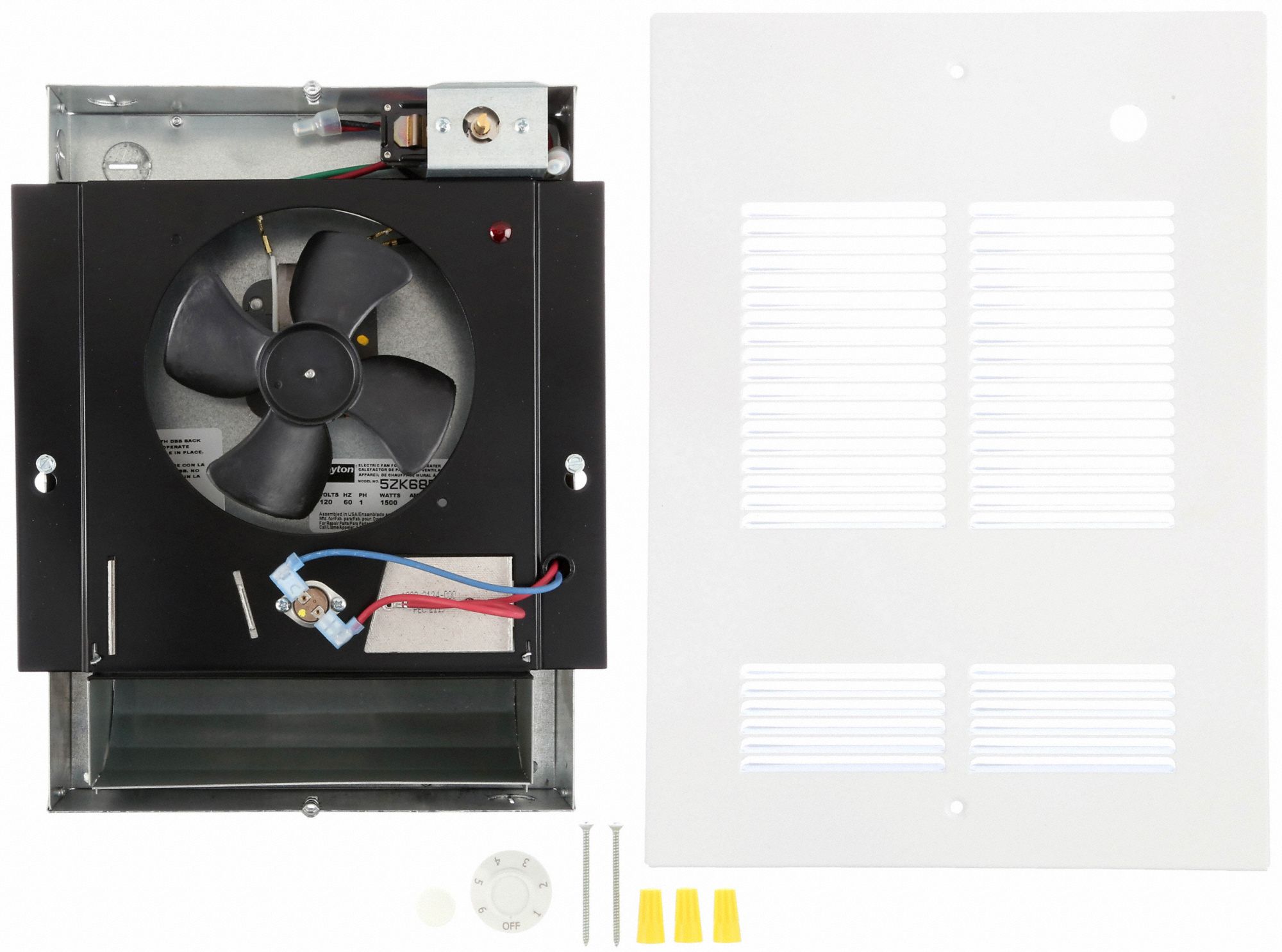 DAYTON Recessed Electric Wall-Mount Heater, 1,500W, 120V AC, 1-phase ...