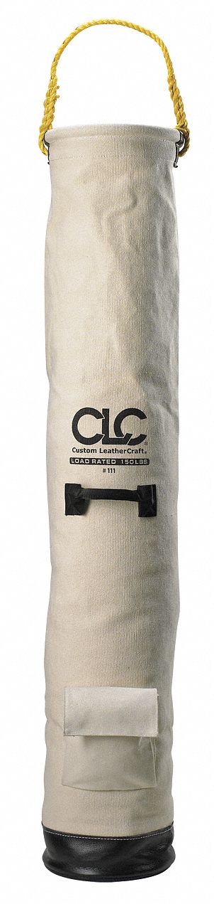 Long Tool Bucket, White, Canvas w/Leather Bottom - Grainger