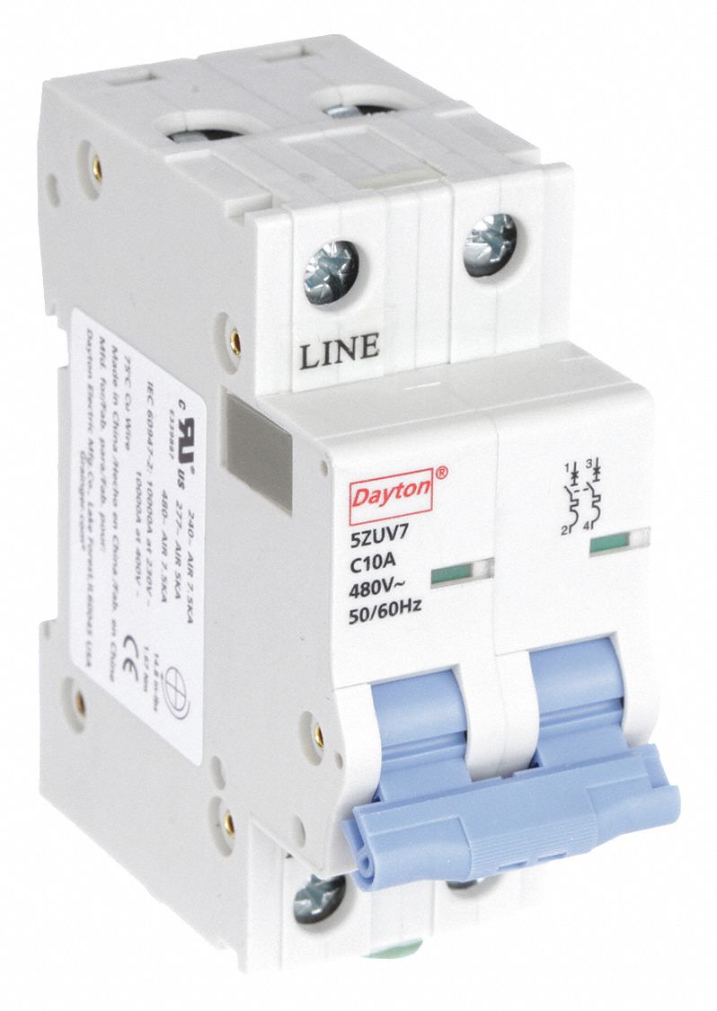 DAYTON, 10 A Amps, 7.5kA at 480V AC, IEC Supplementary Protector ...