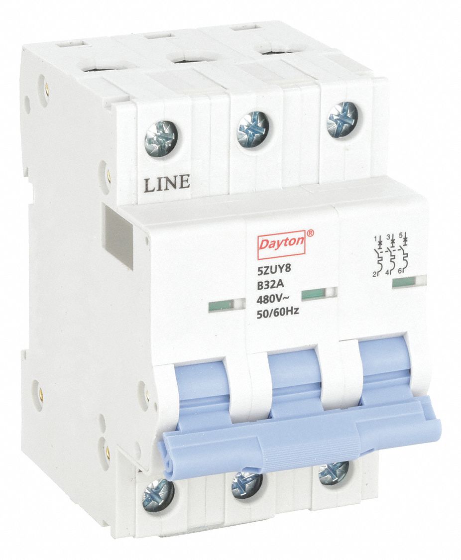 DAYTON, 32 A Amps, 7.5kA at 480V AC, IEC Supplementary Protector ...