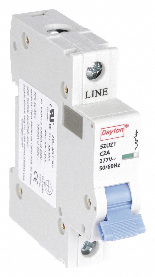 DAYTON, 2 A Amps, 5kA at 277V AC, IEC Supplementary Protector - 5ZUZ1 ...