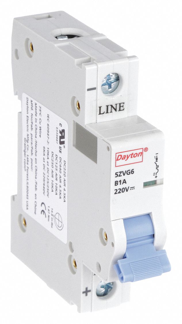 DAYTON, 1 A Amps, 220V DC, IEC Supplementary Protector - 5ZVG6|5ZVG6 ...