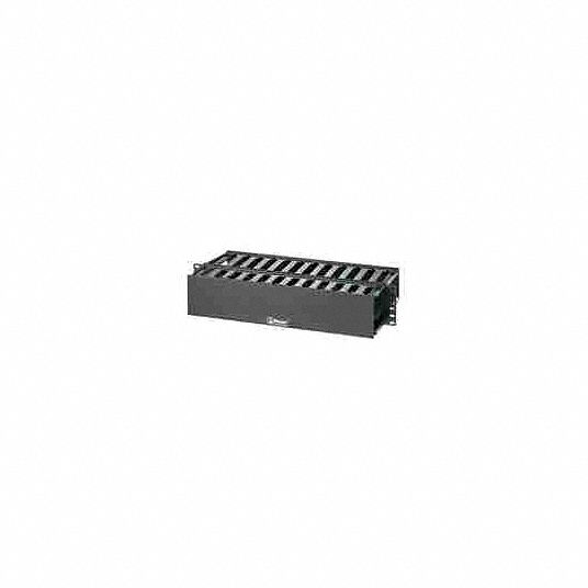 PANDUIT, 2 Rack Units, 3 1/2 in Overall Ht, Dual Side Horizontal Finger ...