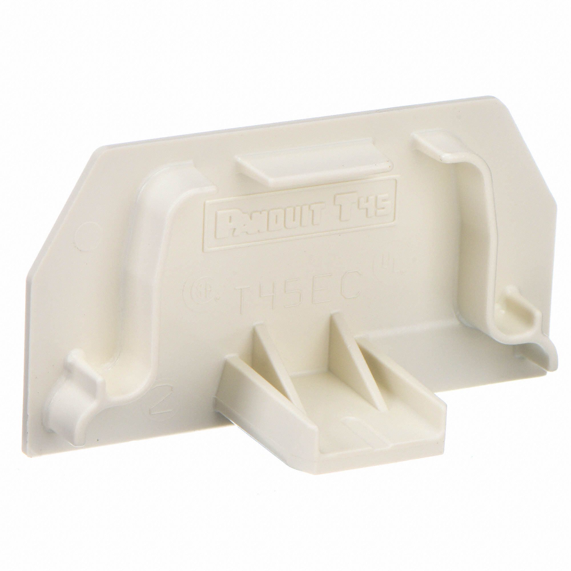PANDUIT End Cap: T-45, 2 1/2 in Wd, 1 1/4 in Ht, Plastic, Off White ...