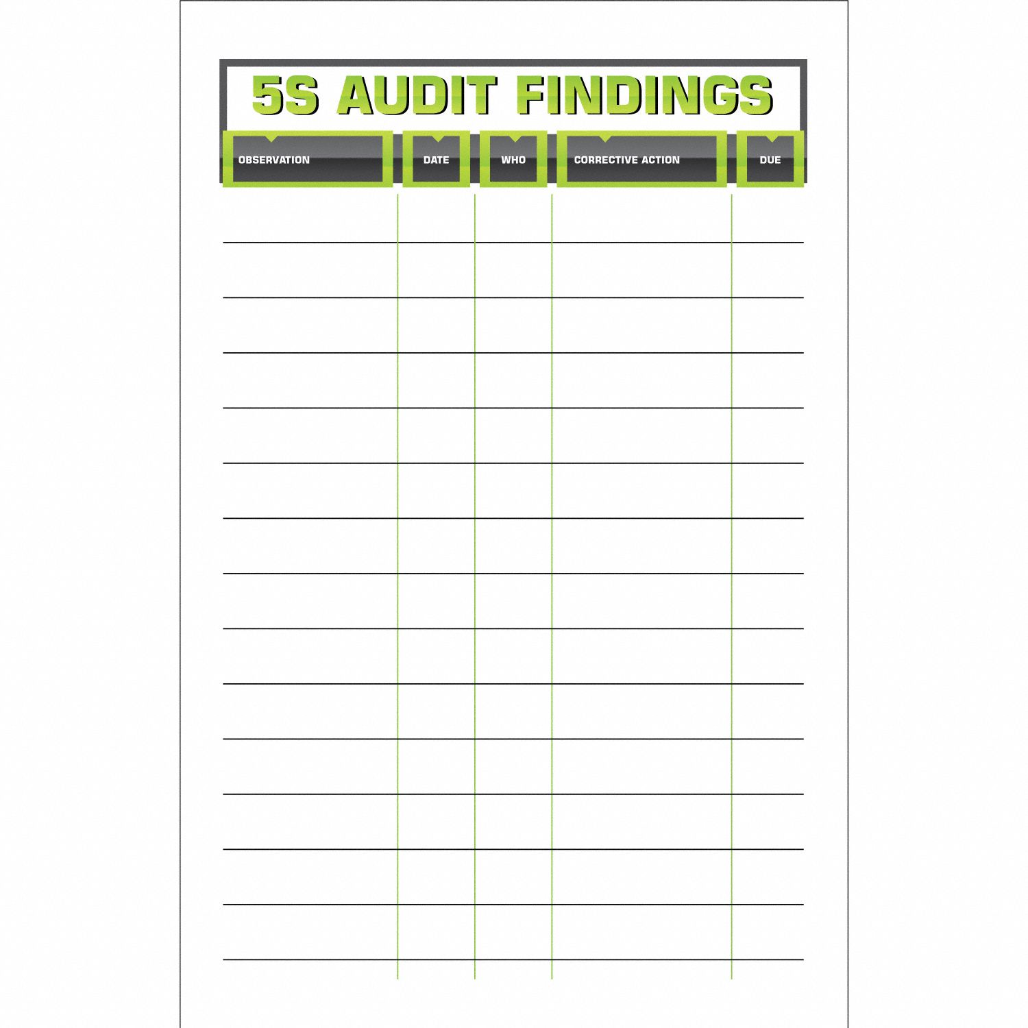 Plastic, 24 in Overall Ht, 5S Audit Findings Board - 463V36|60-1912 ...