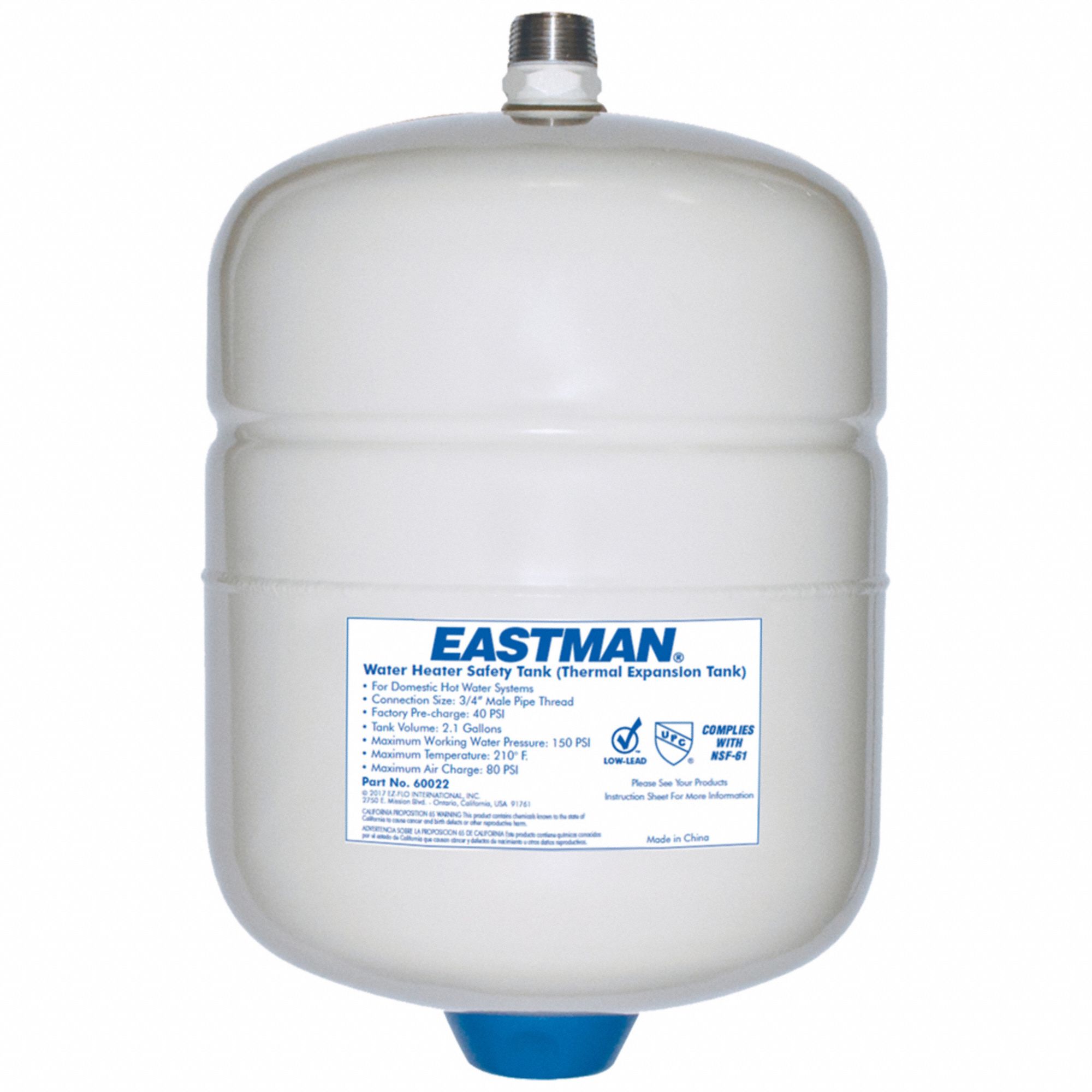 2 gal Tank Capacity, 3/4 in Connection, Thermal Expansion Tank - 419X92 ...