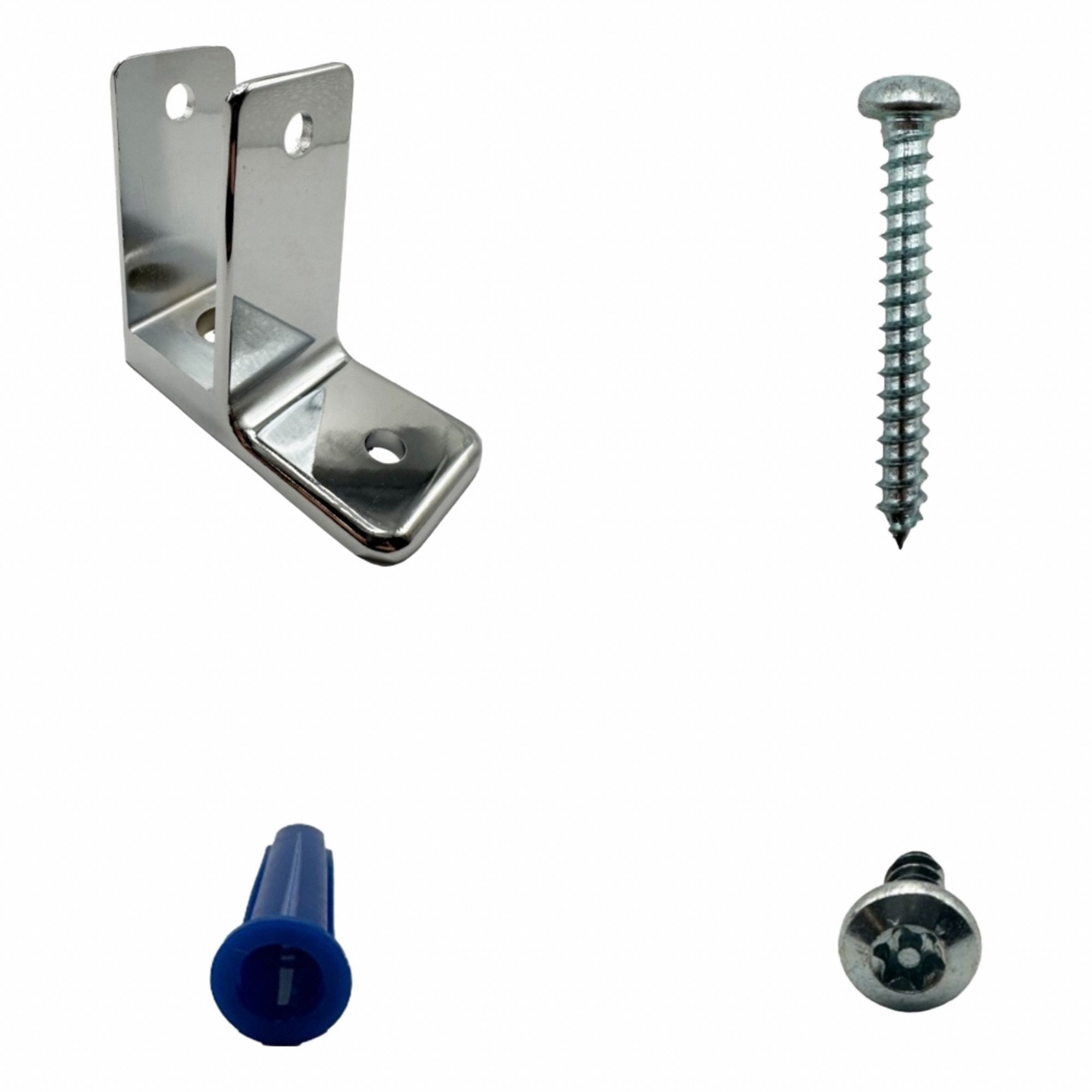 HADRIAN, Chrome Zamac, 1 1/4 in Max. Panel Thick, Pilaster Wall Kit ...