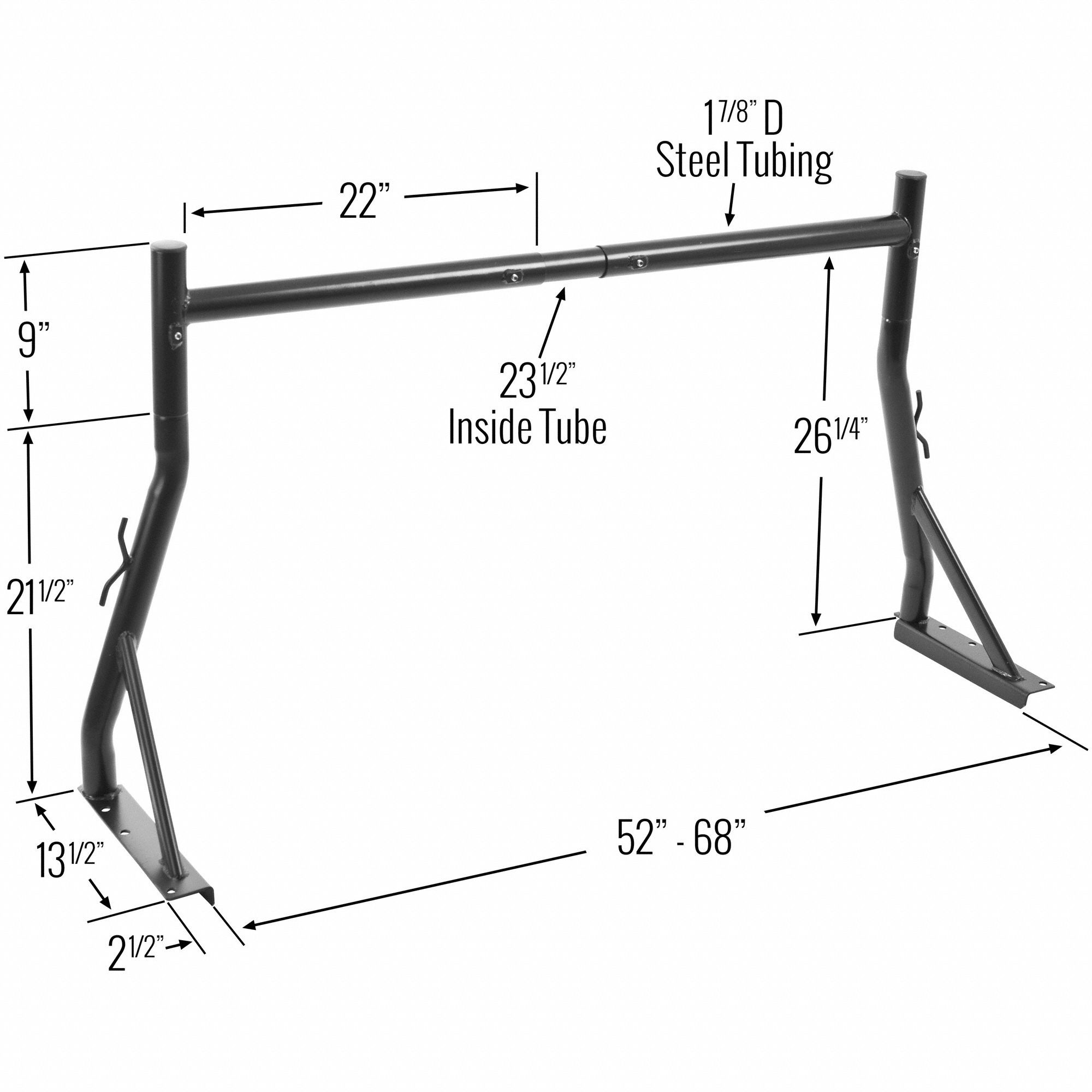 APEX Truck Rack: 500 lb Max Load Capacity, 13 1/2 in, 52 in to 68 in ...
