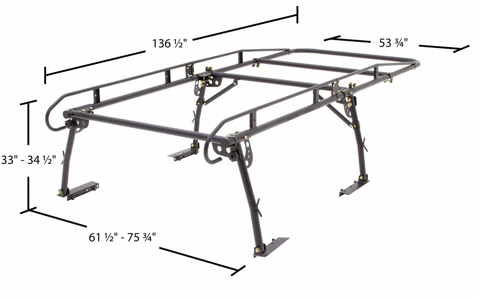 APEX Truck Rack: 1,500 lb Max Load Capacity, 134 3/4 in, 61 1/2 in to ...