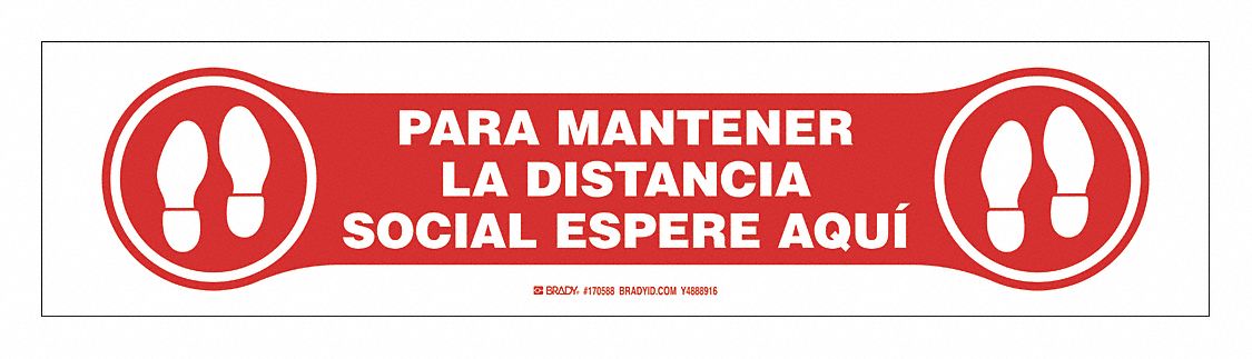 4 in x 17 in Nominal Sign Size, Adhesive Surface Sign Mounting, Spanish ...