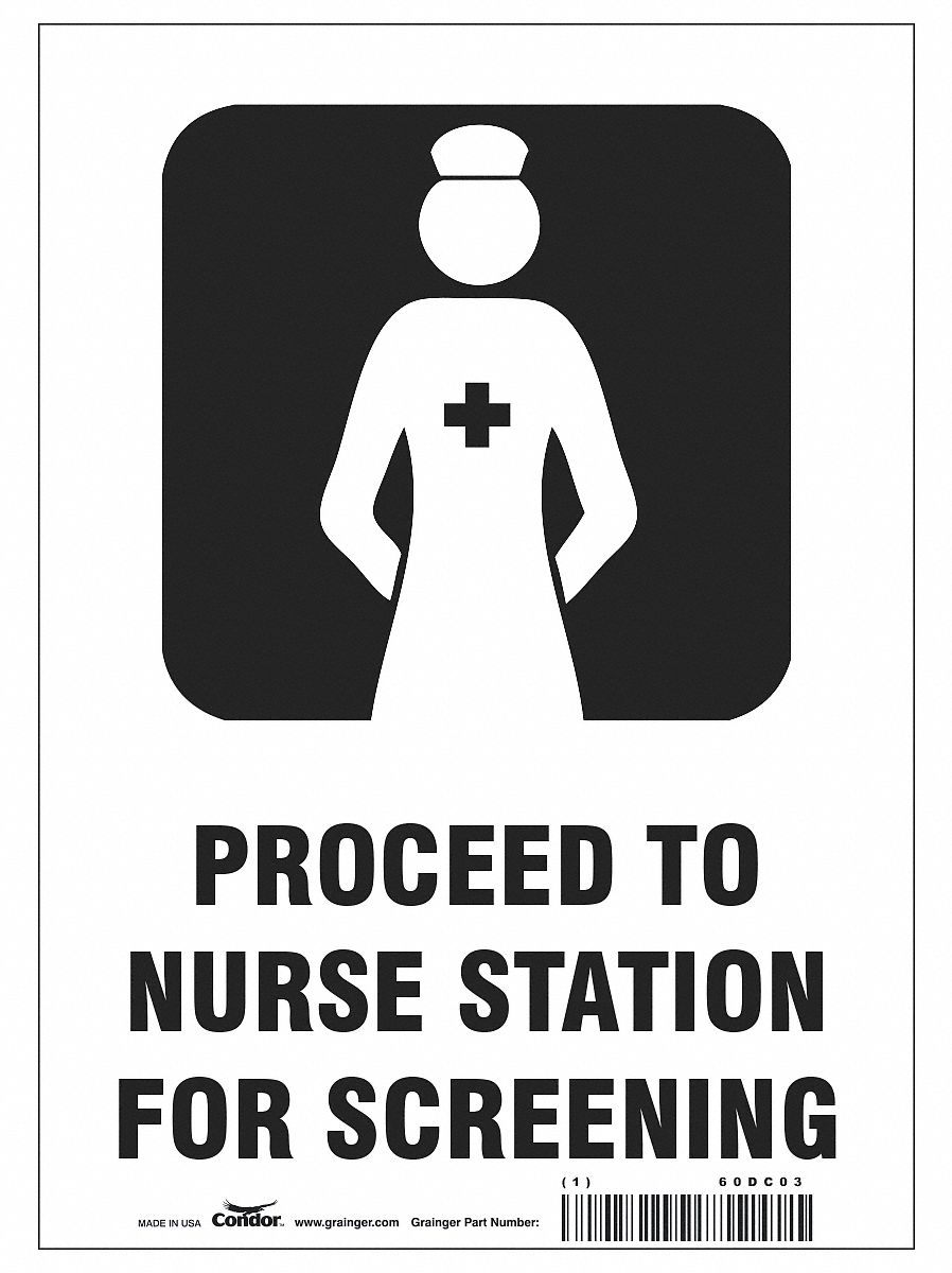 CONDOR Nurse Station Screening Sign: 14 in x 10 in Nominal Sign Size, 0 ...
