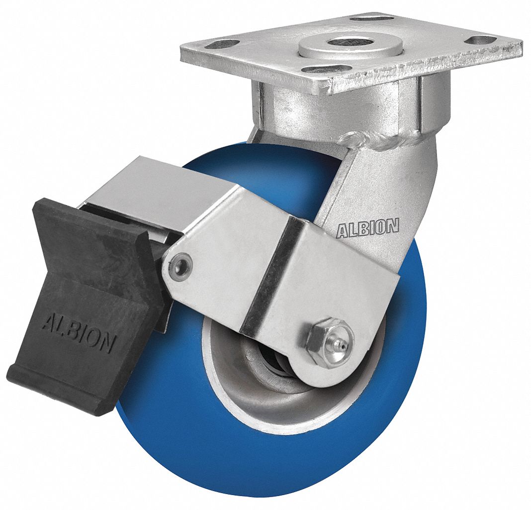 ALBION, Swivel, Face Brake, Plate Caster - 60FD79|18NP08228SFBE - Grainger
