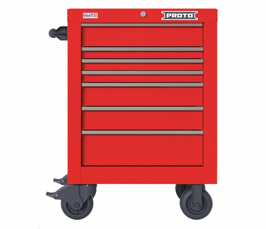 PROTO Gabinete Móvil 38-1/2" x 27" x 22-3/8" Rojo con 7 cajones ...