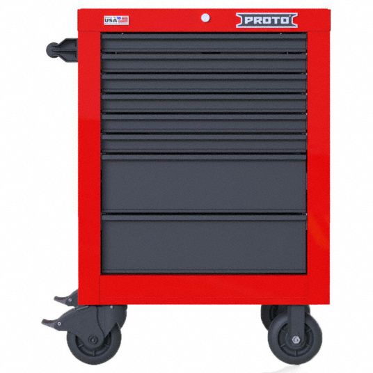 PROTO, Red / Gray Drawer, 27 in W x 22 3/8 in D x 38 1/2 in H, Rolling ...