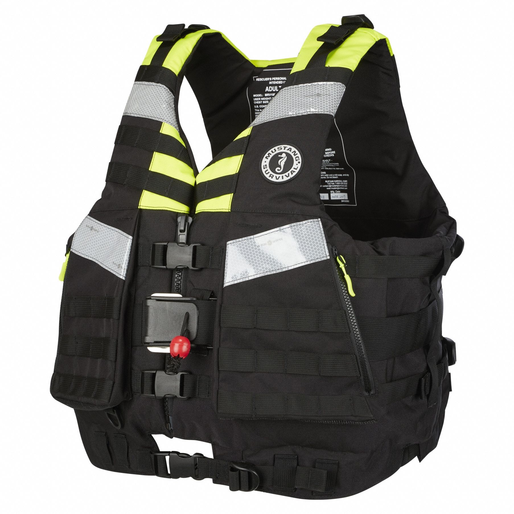 MUSTANG SURVIVAL, Black/Fluorescent Yellow, Type V, Life Jacket ...