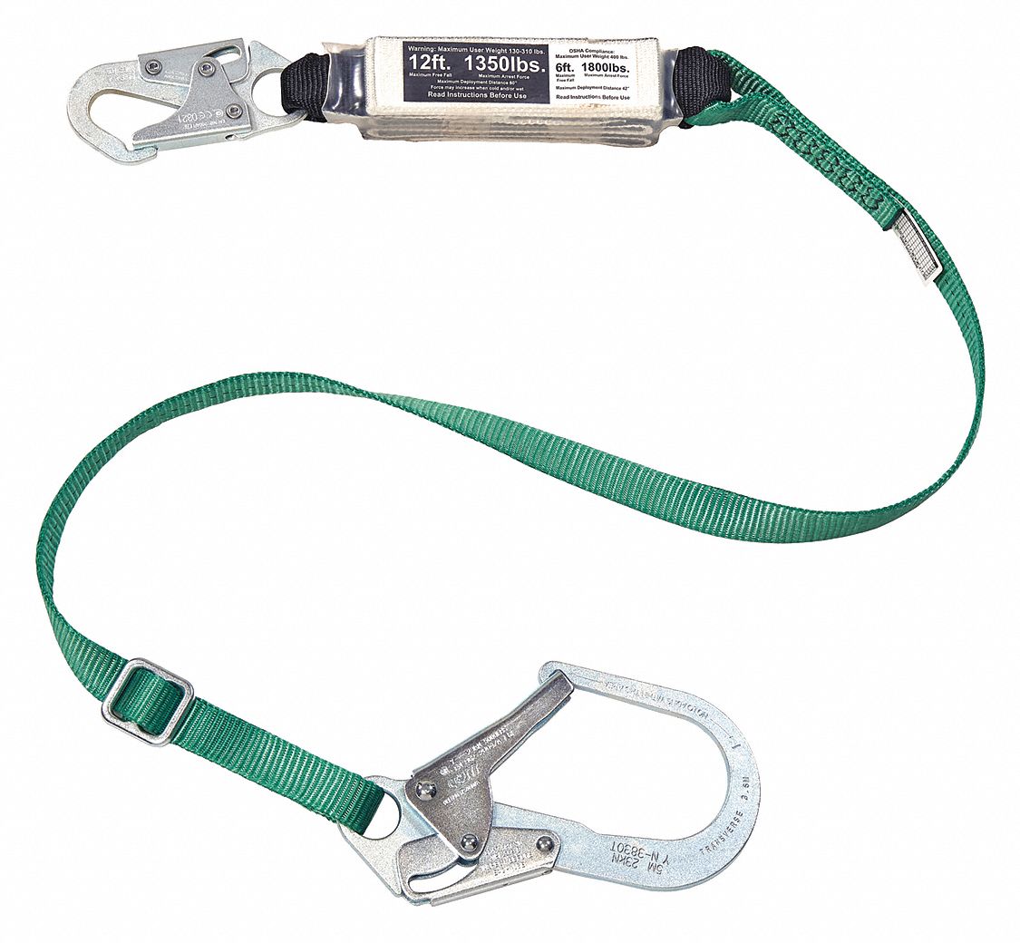 MSA, Shock Pack, Aluminum Snap Hook, Shock-Absorbing Lanyard - 60GU48 ...