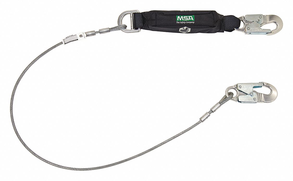 MSA, Shock Pack, Aluminum Snap Hook, Shock-Absorbing Lanyard - 60GU53 ...