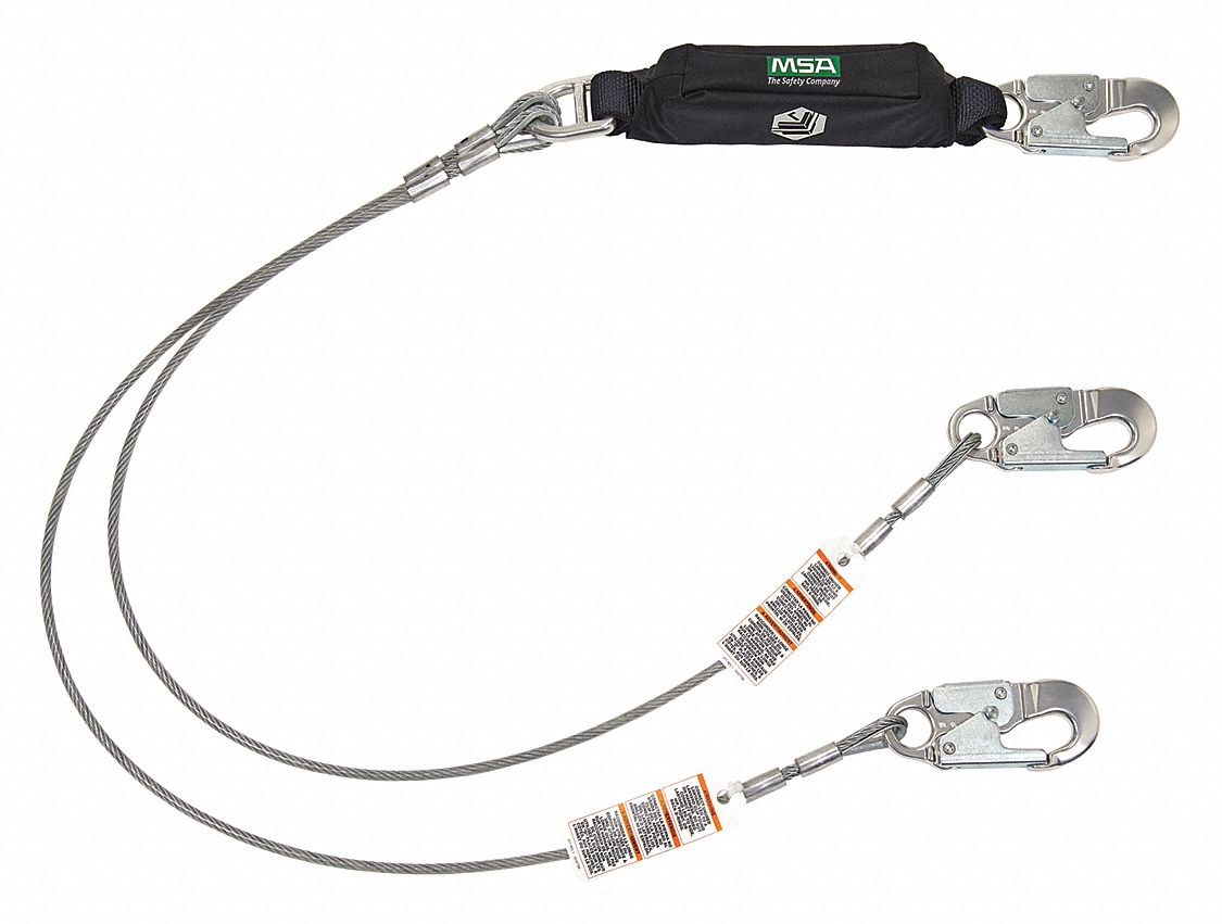 MSA SHOCK-ABSORBING LANYARD, SHOCK PACK, ALUMINUM SNAP HOOK, 310 LB ...