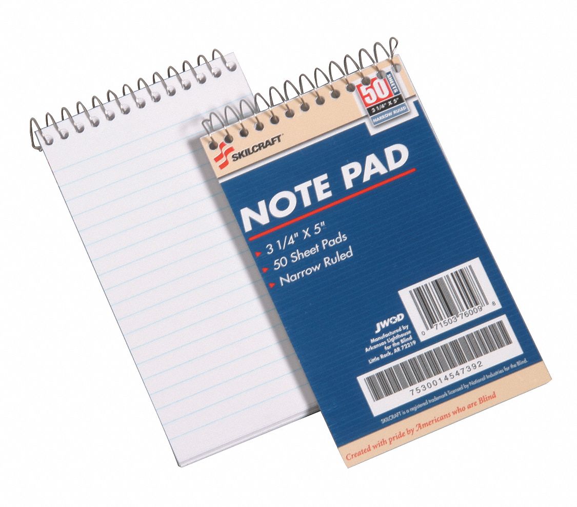 ABILITY ONE 3 1 4 In X 5 1 2 In Sheet Size Narrow Notepad 60GV62