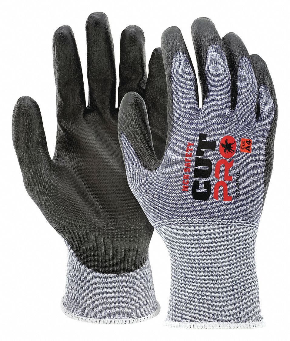 MCR SAFETY Coated Gloves: S ( 7 ), ANSI Cut Level A4, Palm, Dipped, Polyurethane, Smooth, 12 PK ...