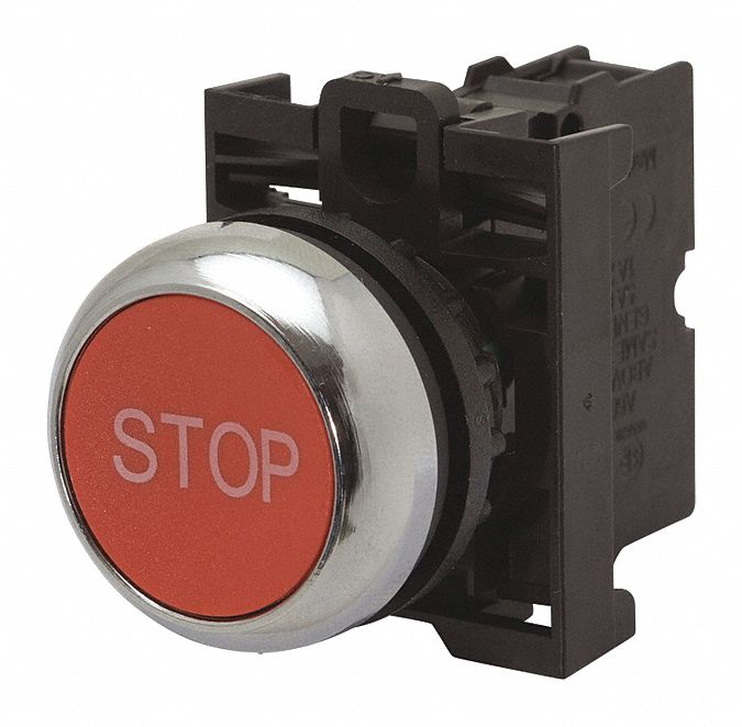 EATON, Red, 22 mm Mounting Size, Flush Push Button - 60JM86|M22-DRL-R ...