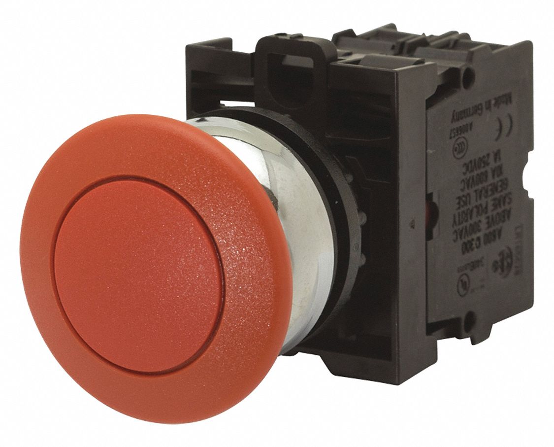 EATON, Non-Illuminated, Mushroom Head Profile, Mushroom Head Push Button - 60JM41|M22-DRP-R-K01 ...