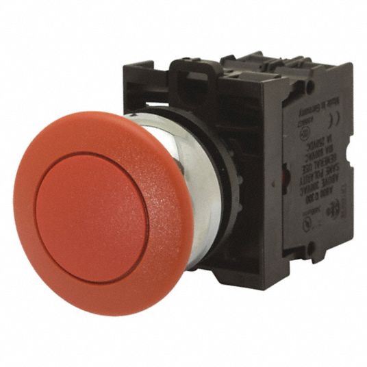 EATON, Non-Illuminated, Mushroom Head Profile, Mushroom Head Push Button - 60JM41|M22-DRP-R-K01 ...