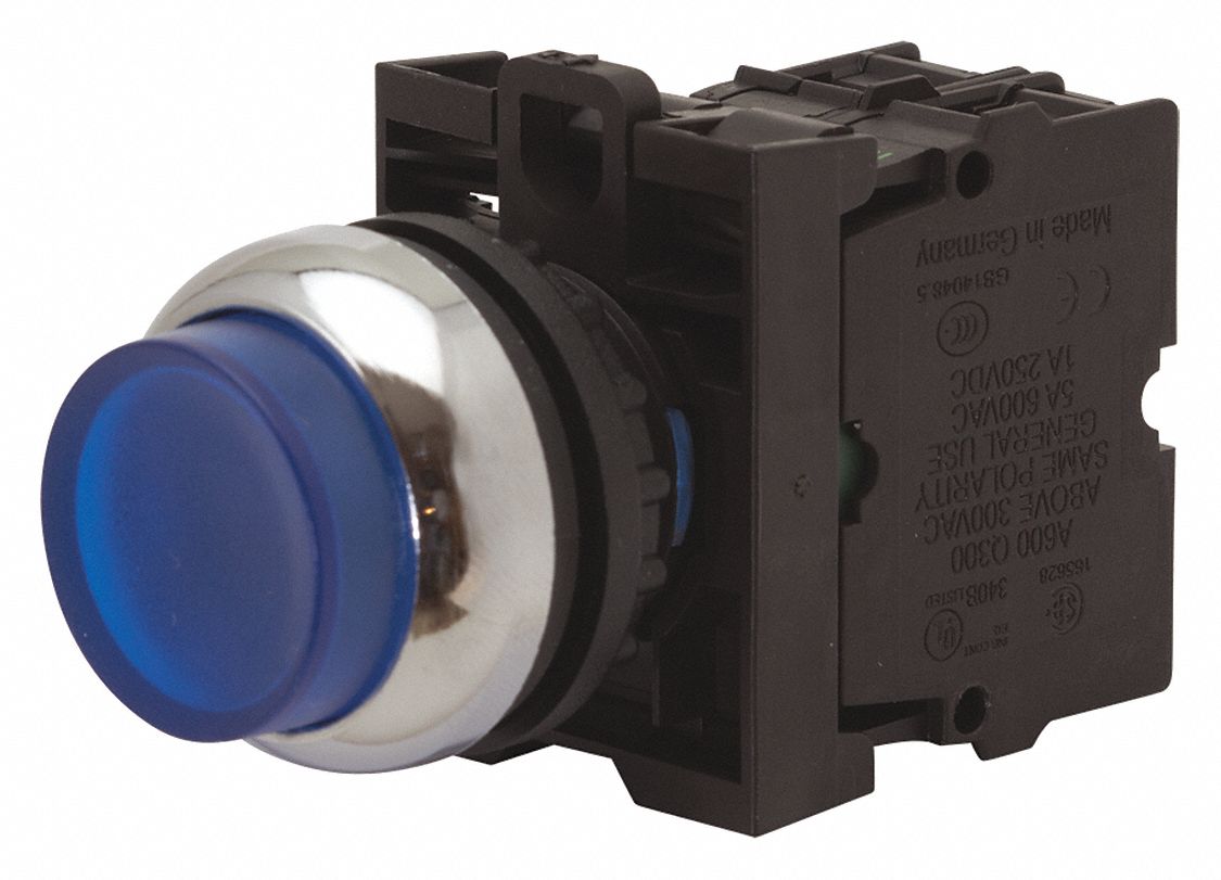 EATON, Blue, 22 mm Mounting Size, Extended Push Button - 60JM67|M22-DLH-B - Grainger