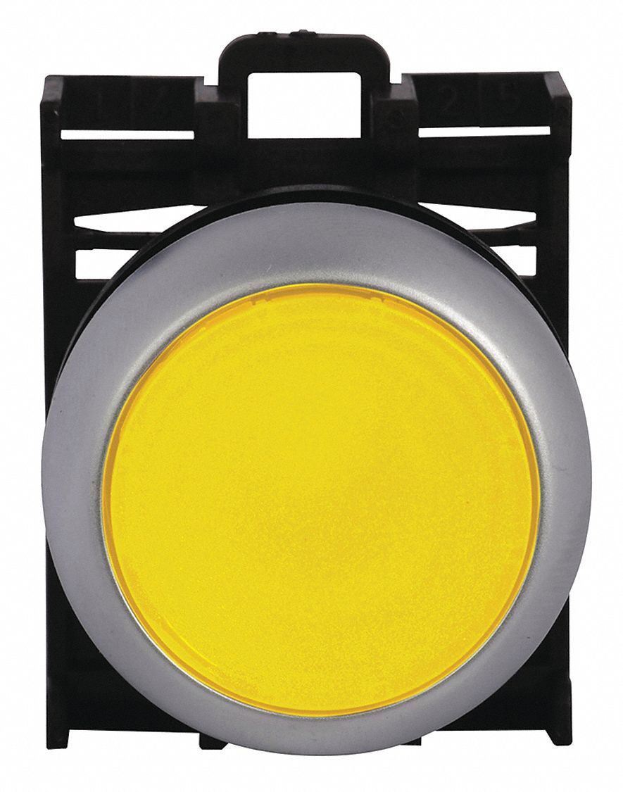 EATON, Yellow, 22 mm Mounting Size, Flush Push Button - 60JN41|M22-D-Y ...