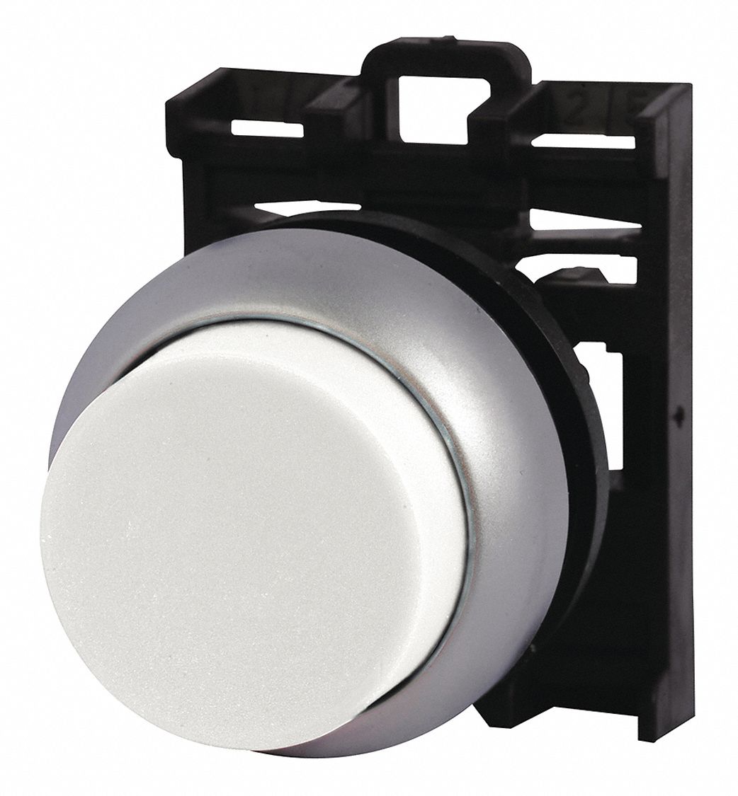 EATON, White, 22 mm Mounting Size, Extended Push Button - 60JN13|M22-DH ...