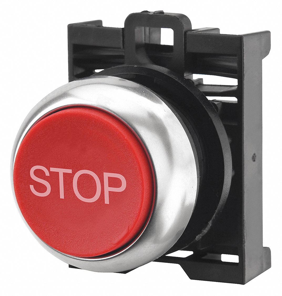 EATON, Red, 22 mm Mounting Size, Flush Push Button - 60JN20|M22-D-R-GB0 ...