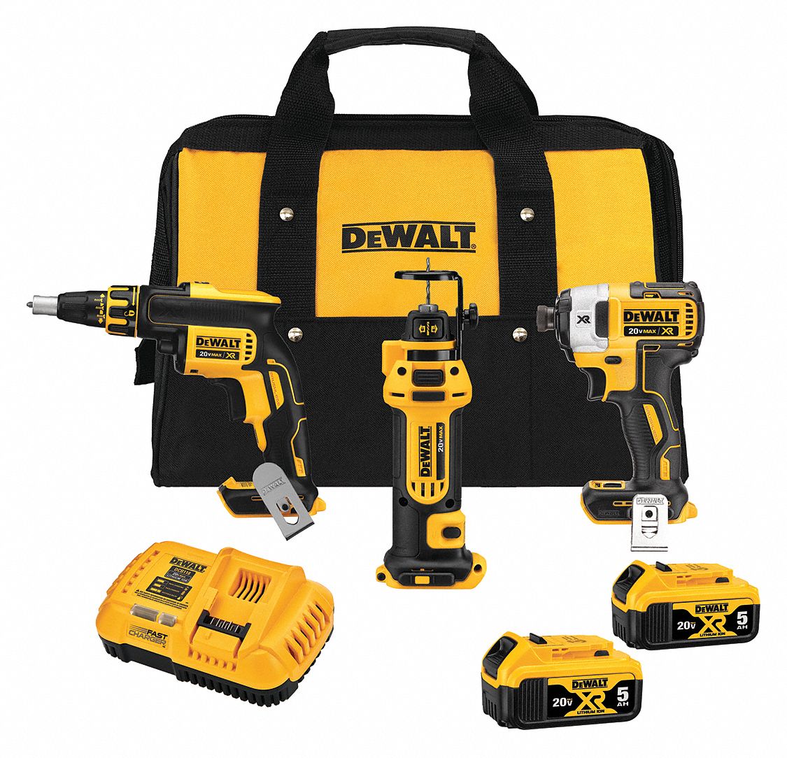 DEWALT, 3 Tools, Cut-Out Tool/Impact Driver/Screw Gun, Cordless Tool ...