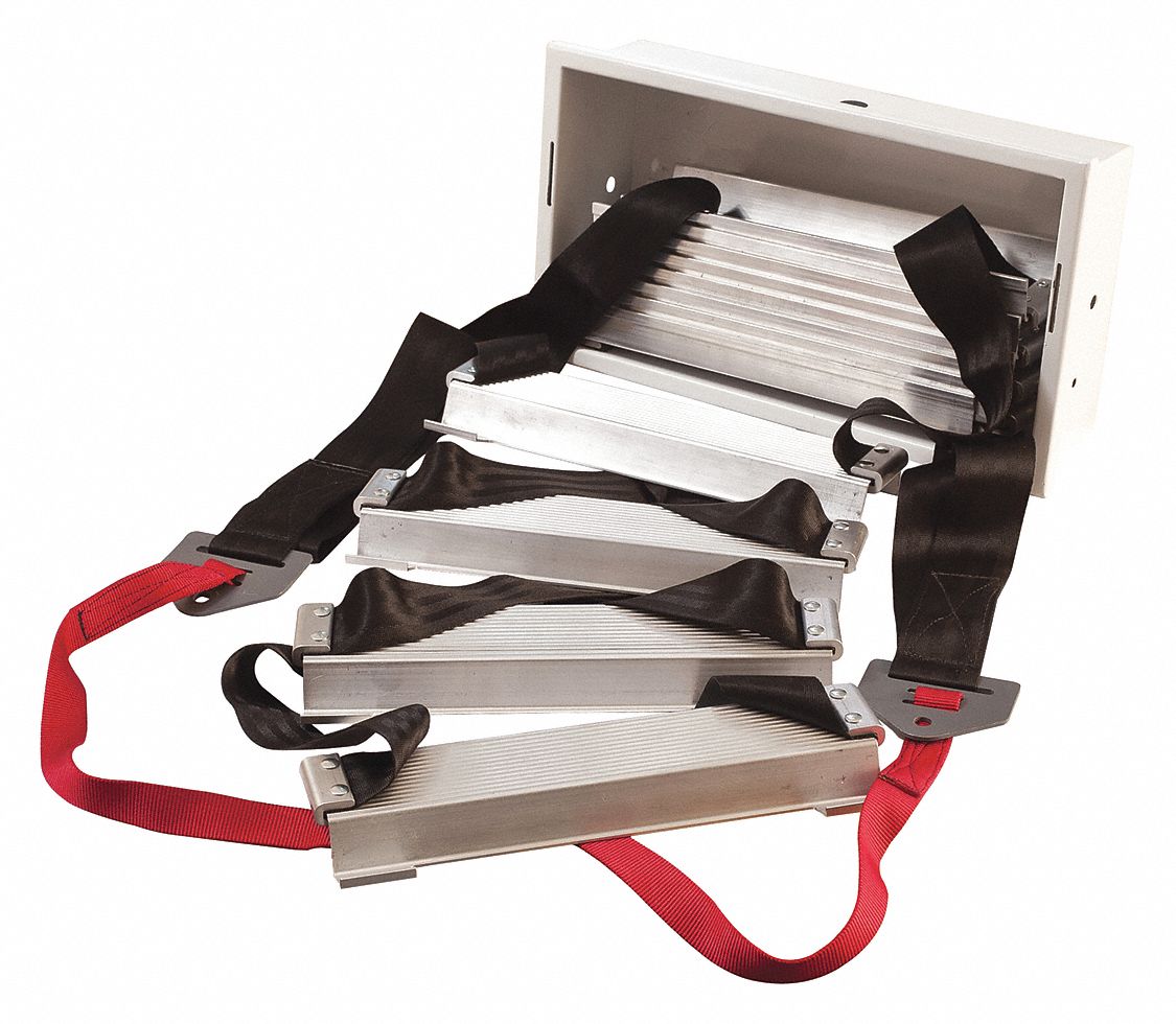 WERNER, 17 ft Overall Lg, 2-Story Built-In Fire Escape Ladder ESC220 ...
