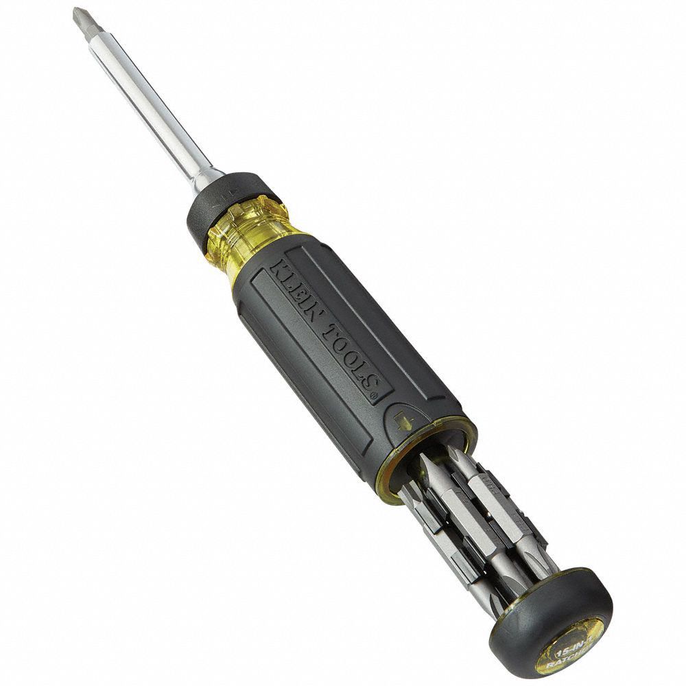 KLEIN TOOLS Multi-Bit Screwdriver: #0/#1/1/4 in/#2/#3/3/16 in/T10/T15 ...