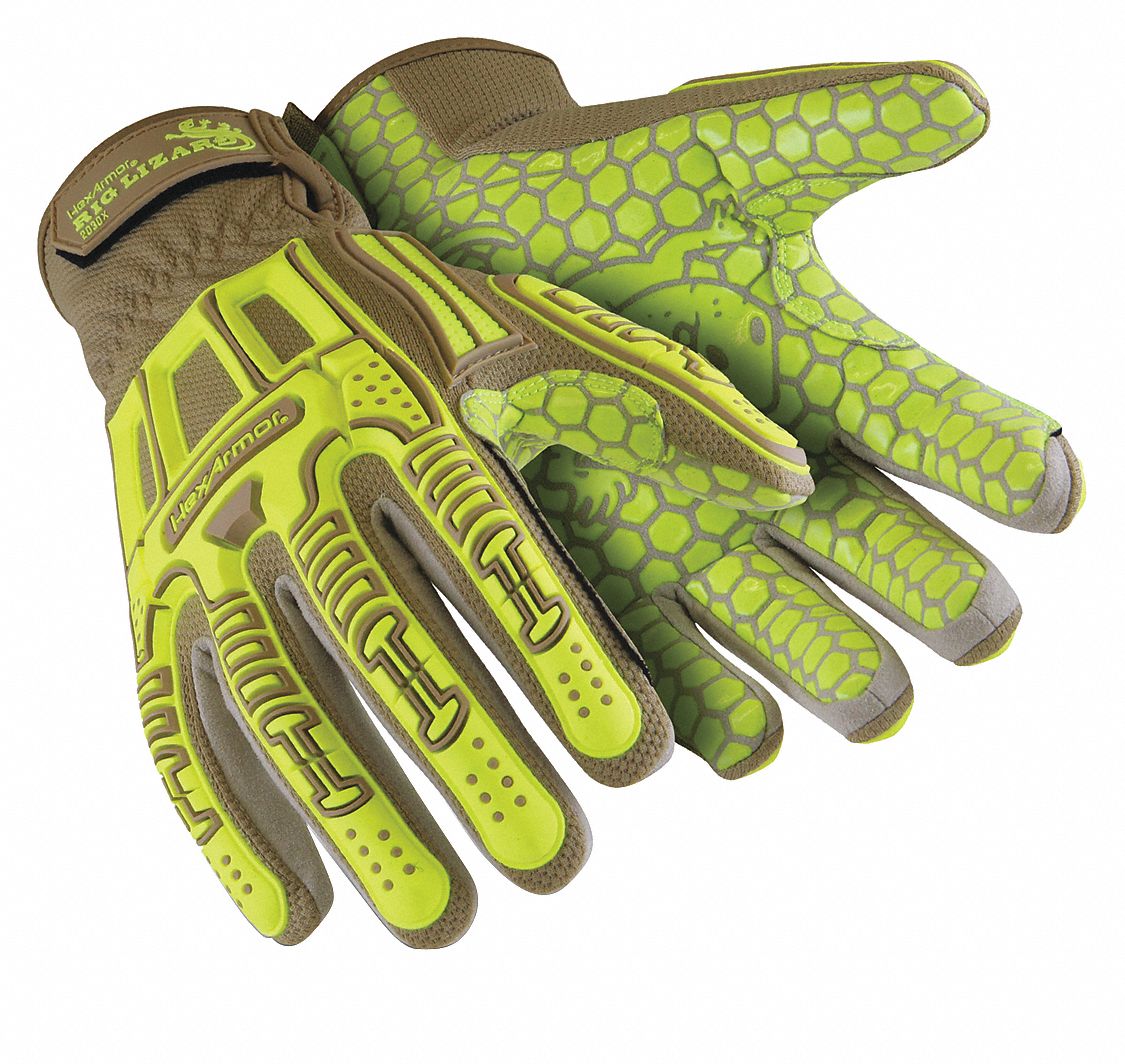 HEXARMOR Mechanics Gloves: XL ( 10 ), Riggers Glove, Synthetic Leather with Silicone Grip, 1 PR ...