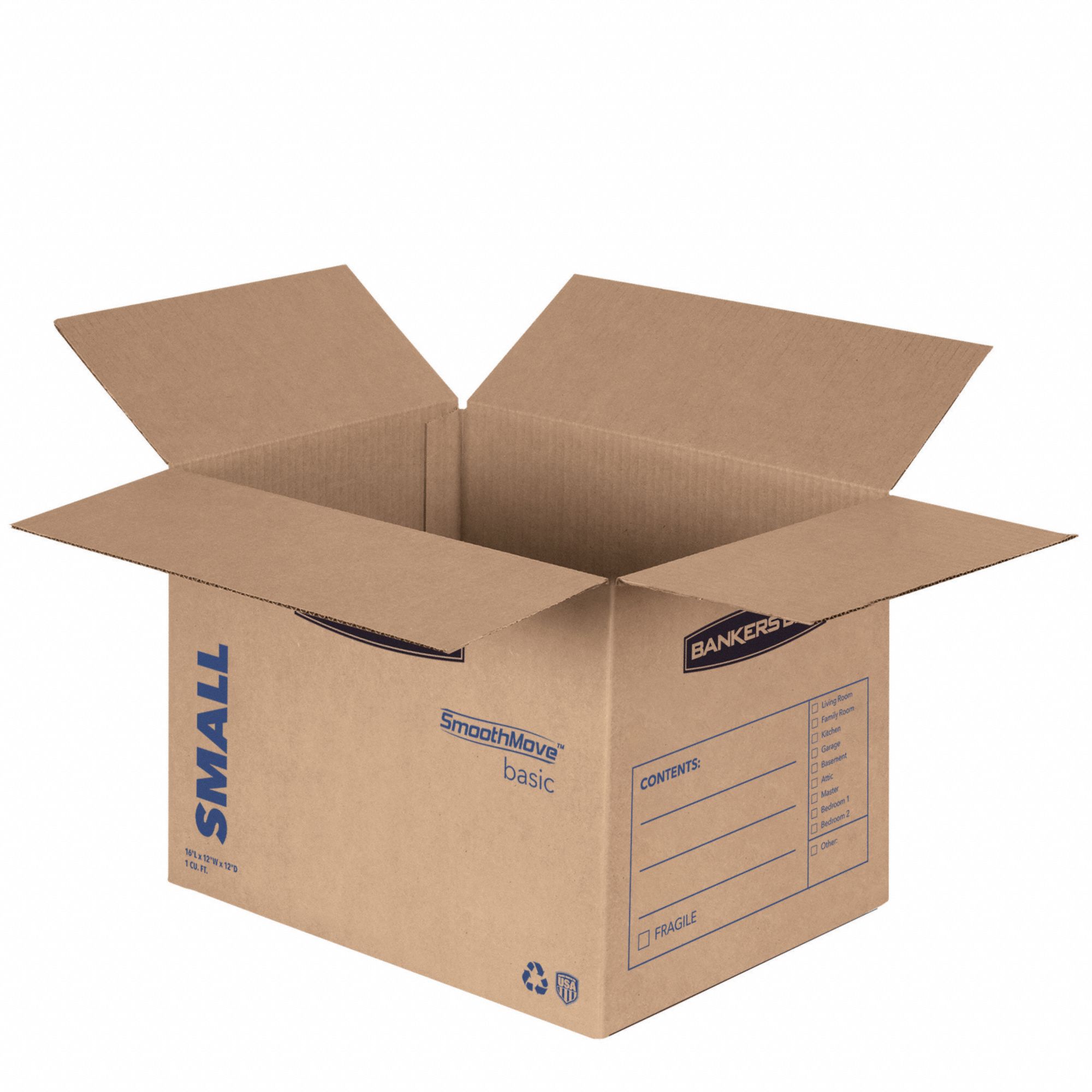 SMOOTHMOVE Moving Box: 16x12x12 in, 32 ECT, Single Wall, Basic Moving ...