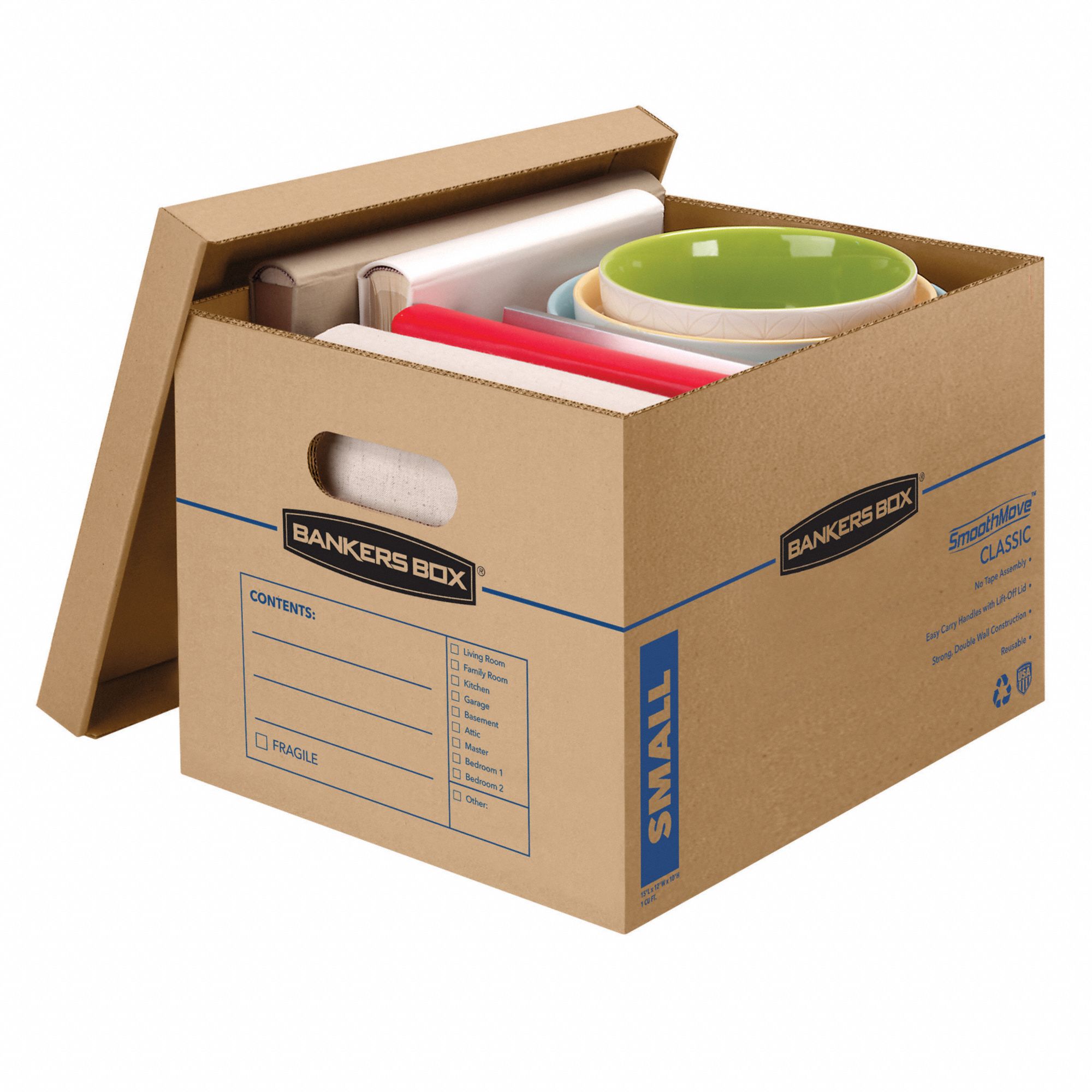 SMOOTHMOVE Moving Box: 15x12x10 in, 32 ECT, Double Wall, Classic Moving ...