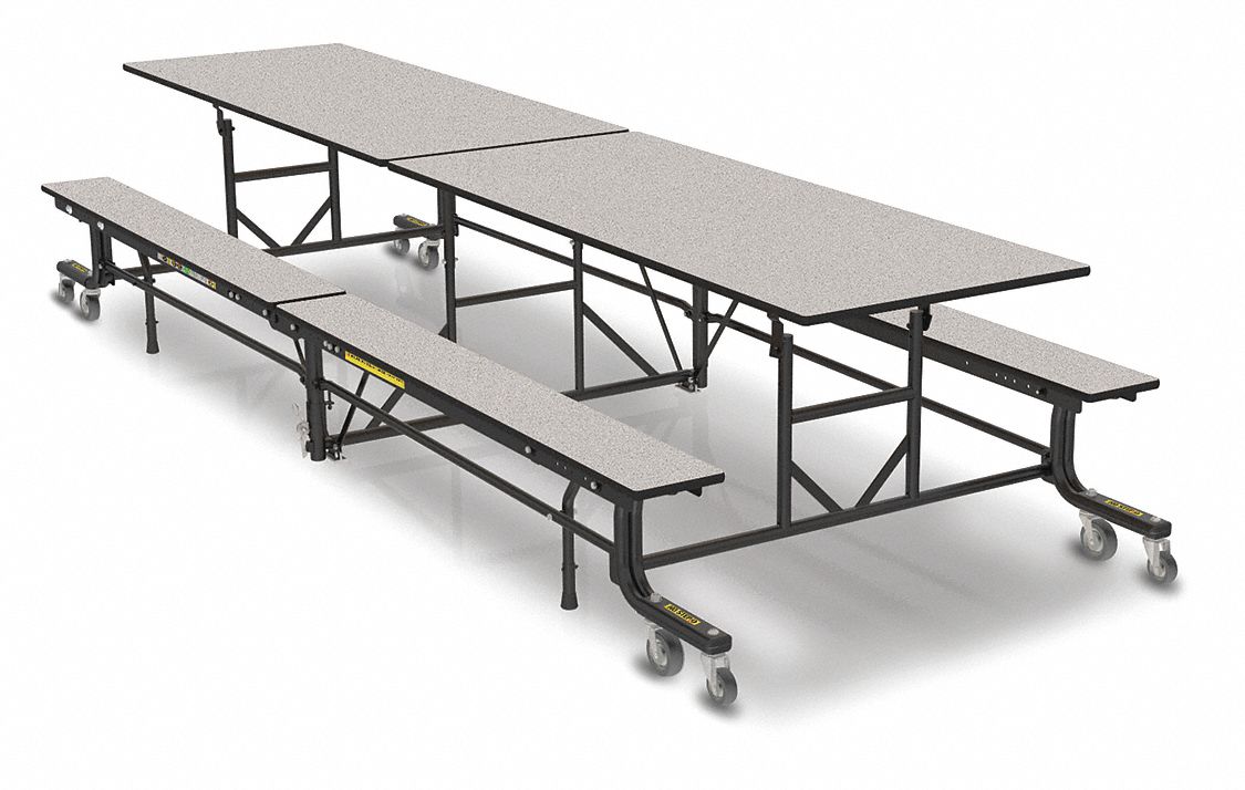 PALMER HAMILTON, Gray Glace, Bench Seat, Cafeteria Bench Table - 60PP05 ...