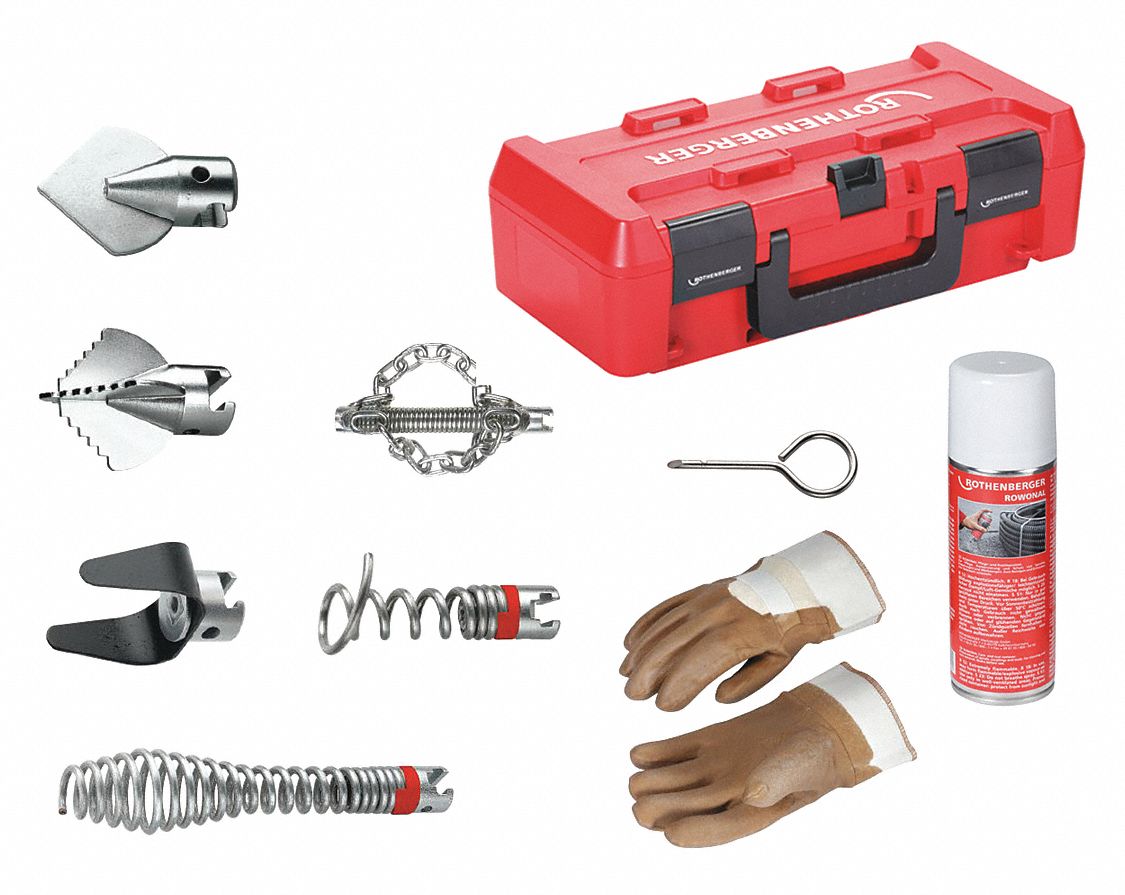 ROTHENBERGER Drain Cleaning Set: 2 Augers, 4 Cutters, Use With R600, 5/ ...