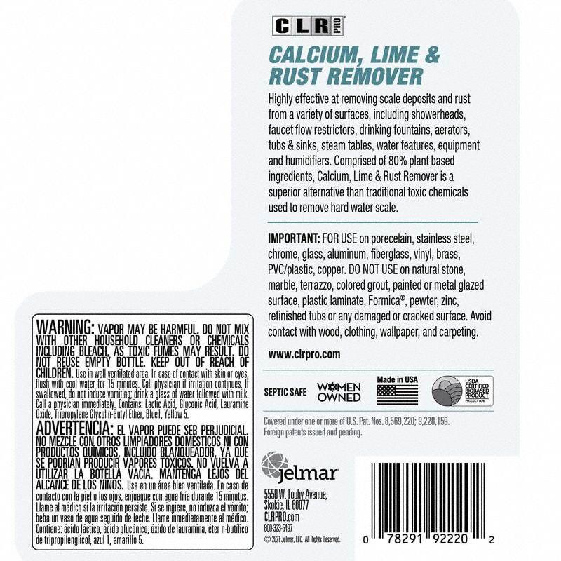 CLR PRO Calcium Lime and Rust Remover: Jug, 42 oz Container Size ...