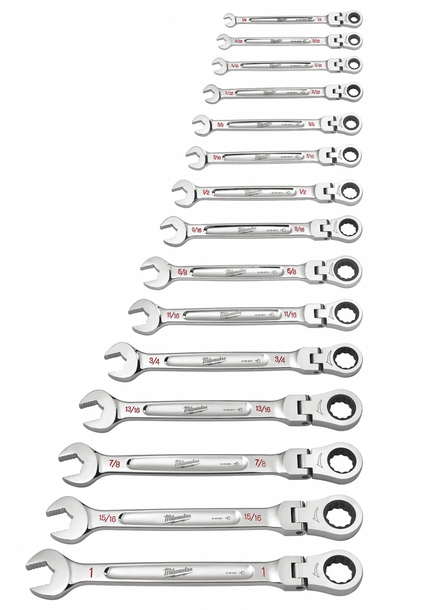 MILWAUKEE, Alloy Steel, Chrome, Combination Wrench Set - 60RJ81|48-22 ...