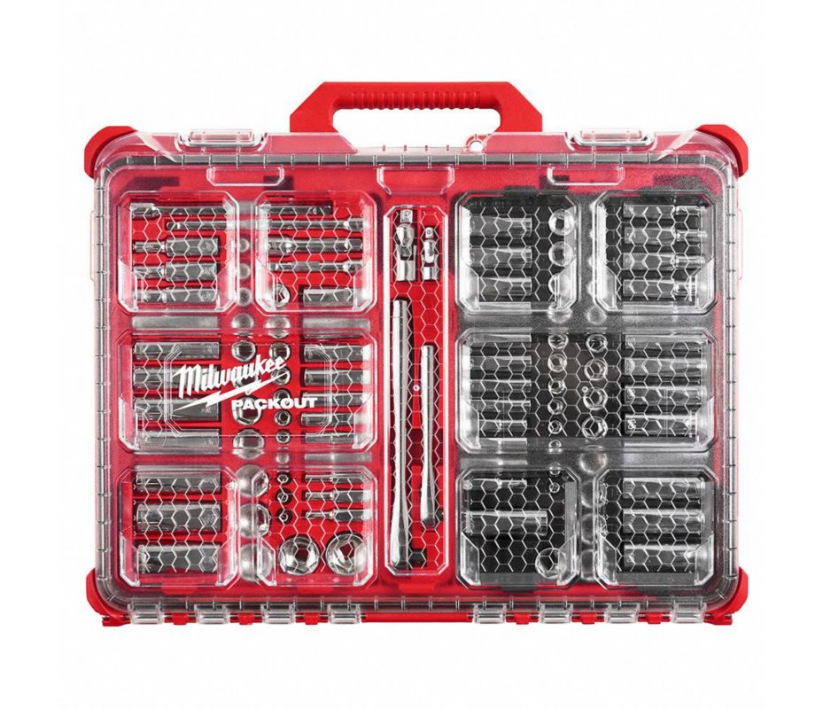 MILWAUKEE Juego de Dados y Matraca 1/4", 3/8" SAE/Métrico 106 piezas ...