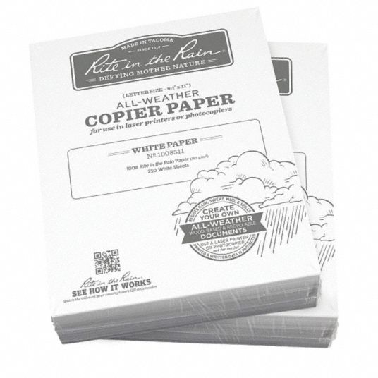 RITE IN THE RAIN, 100 lb Paper Wt, White, Waterproof Laser Paper ...