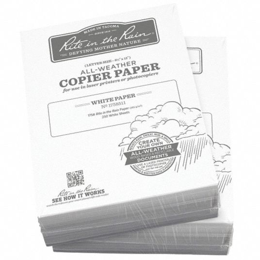 RITE IN THE RAIN, 175 lb Paper Wt, White, Waterproof Laser Paper ...