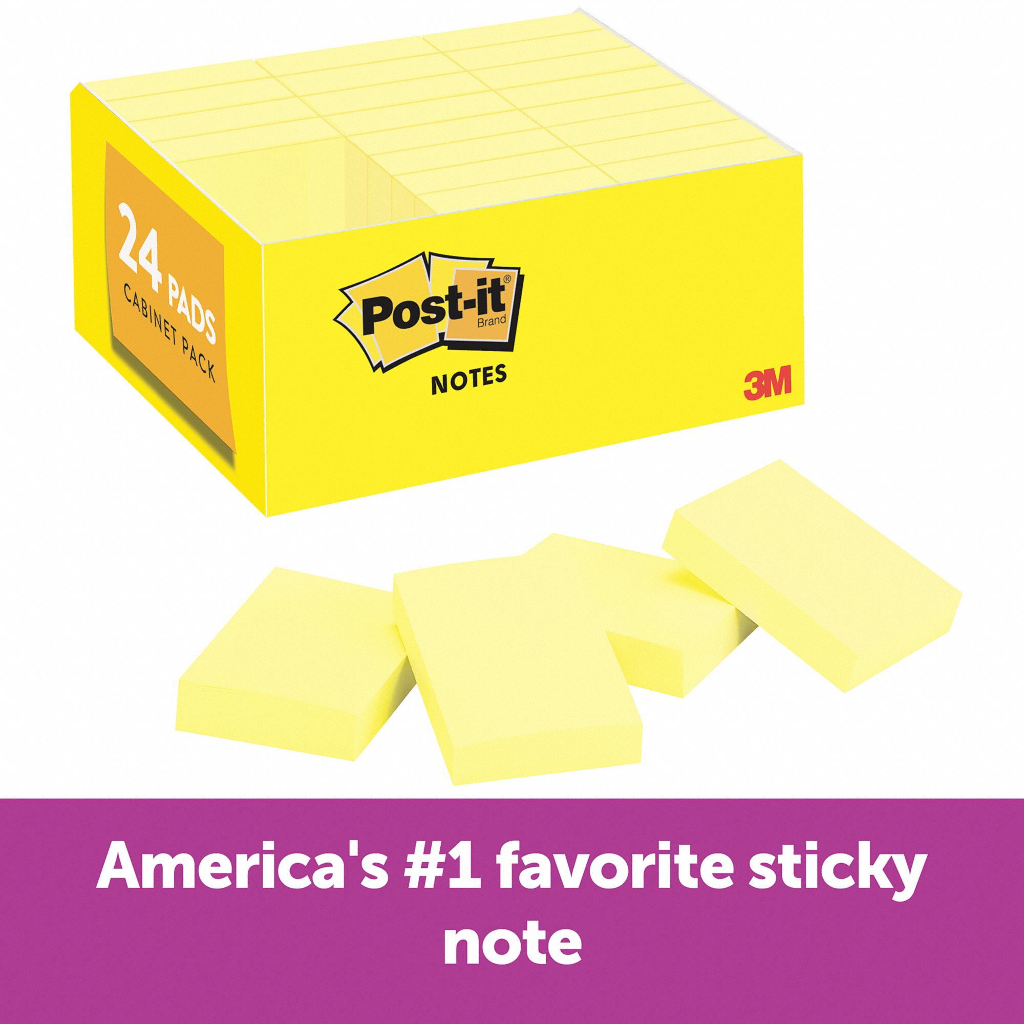 POST-IT Sticky Notes, 1 3/8 in x 1 7/8 in, Standard Adhesion, PK 24 ...