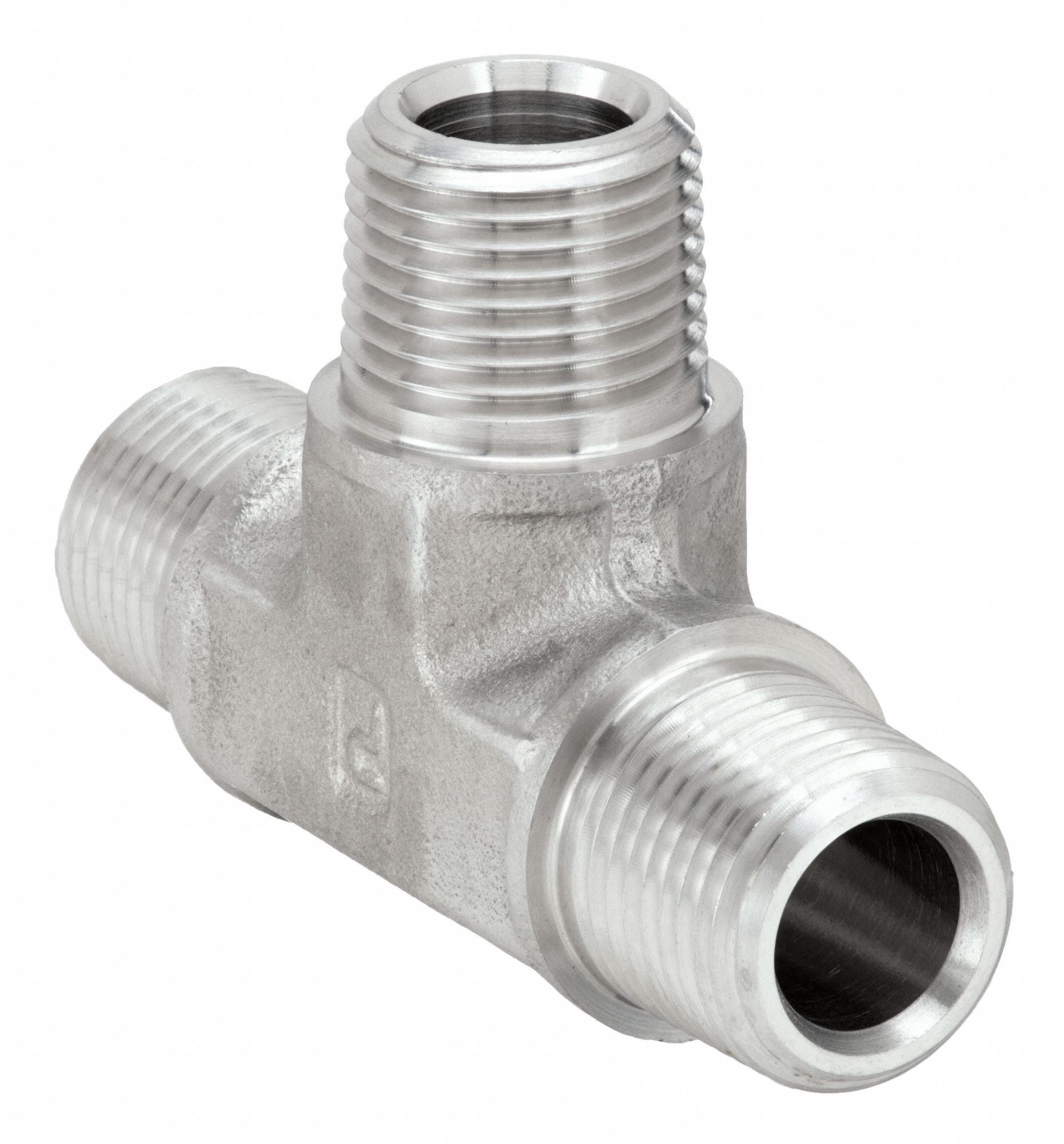 316 Stainless Steel, 3/8 in x 3/8 in x 3/8 in Fitting Pipe Size, Tee ...