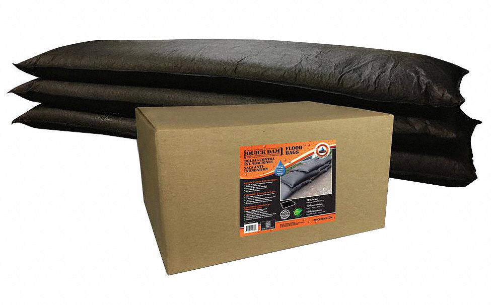 QUICK DAM, Fresh Water, 3 1/2 in Overall Ht, Flood Bag Emergency Kit ...
