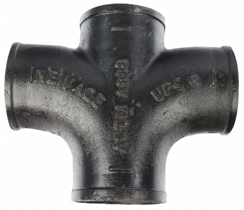 Cast Iron, 8 in x 8 in x 4 in x 4 in Fitting Pipe Size, Sanitary Cross ...