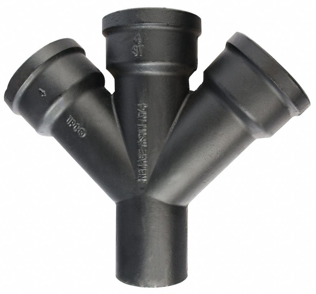 Cast Iron, 4 in x 4 in x 4 in x 4 in Fitting Pipe Size, Wye - 60WZ34 ...